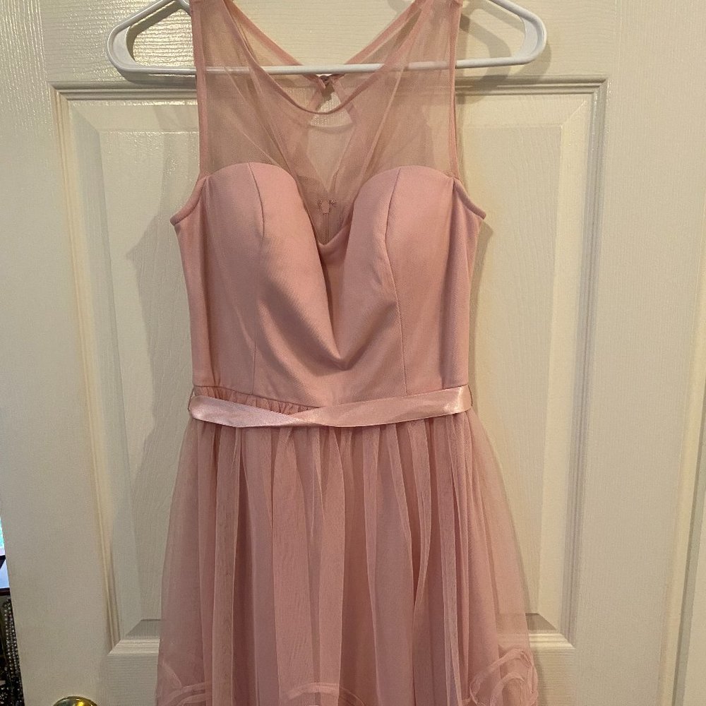 Light Pink Chiffon Dress With Rose Detail, Size S - Gem